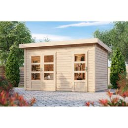 Konifera Gartenhaus &raquo;Tulie&laquo; beige Massivholz Fu&szlig;boden im Gartenhaus, Dachfolie