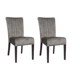 Home Affaire 4-Fu&szlig;stuhl (Set) 2 Stk.vertikale N&auml;hte in der R&uuml;ckenlehne grau Massivholz, Polyester B/H/T: 46cm x 93cm x 64cm, 2 Stk., Samtvelours, 