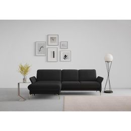 Sit & More sit&more Ecksofa &raquo;Fashion L-Form&laquo; wahlweise mit Kopfteilverstellung, Vorziehsitz, motorisch, Nickelf&uuml;&szlig;e schwarz B/H/T: 253cm x 84cm x 165cm, Luxus-