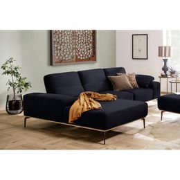 W.Schillig Ecksofa &raquo;run, Designsofa mit tollem Sitzkomfort, L-Form&laquo; mit Holzsockel, F&uuml;&szlig;e in Bronze pulverbeschichtet, Breite 299 cm blau Longlife Xtra