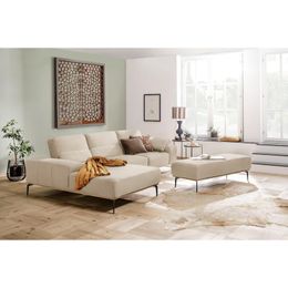W.Schillig Ecksofa &raquo;run, Designsofa mit tollem Sitzkomfort, bequem, L-Form&laquo; mit Holzsockel, F&uuml;&szlig;e in Schwarz pulverbeschichtet, Breite 319 cm beige 