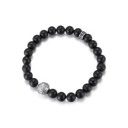 Firetti Damen Perlenarmband &raquo;Schmuck Geschenk Armschmuck Armkette Perle&laquo; mit Onyx, Jaspis oder Tigerauge (synth.) schwarz 18cm, Edelstahl Nylon