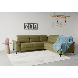 Sit & More sit&more Ecksofa &raquo;Sinatra L-Form&laquo; optinal mit Kopfteilverstellung und Armteilfunktion, Metallf&uuml;&szlig;e gr&uuml;n 98% Polyester, 2% Polyamid B/H/T: 251cm x 85cm 