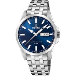 Festina Herren Quarzuhr Armbanduhr, Herrenuhr, Damenuhr, Edelstahlarmband, bis 10 bar wasserd. silber Einheitsgr&ouml;&szlig;e