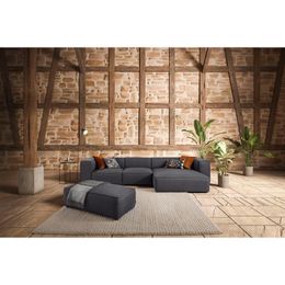 W.Schillig Ecksofa &raquo;around-the-block Mega Sofa, viel Platz und hoher Sitzkomfort, L-Form&laquo; mit eleganter Biese, mit Federkern, Breite 341 cm schwarz 