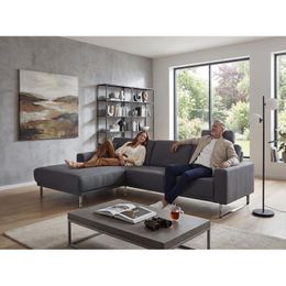 Home Affaire Ecksofa &raquo;Apiro bequem & edel, Breite 278cm, Komfortsitzh&ouml;he, L-Form&laquo; grau B/H/T: 278cm x 87cm x 171cm, Struktur weich, Ottomane rechts,