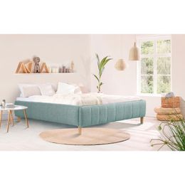 Home Affaire Polsterbett &raquo;Tarje&laquo; in 5 Breiten, auch in &Uuml;berl&auml;nge 220 cm, incl. Roll-Lattenrost blau Struktur fein (100% Polyester) Liegefl&auml;che L&auml;nge B
