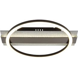 Globo LIGHTING Deckenleuchte &raquo;NORBERTO&laquo; LED-Modul 1 Stk. Warmwei&szlig; Deckenleuchte schwarz/silber, dimmbar, Memory, 3 Stufen Ringe silber 1, H: 6,8cm, 1 
