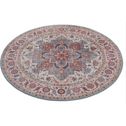 Hanse Home Teppich &raquo;Anthea&laquo; rund 5 mm H&ouml;he Orientalisch, Orient, Vintage, Wohnzimmer, Schlafzimmer, Esszimmer blau Polyester &Oslash; 160cm 1 Stk., 5mm, &Oslash; 