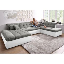 DOMO collection Wohnlandschaft &raquo;MORIC 353x216x80 cm, mit viel Platz, U-Form, auch in Cord&laquo; im XXL-Format, wahlweise mit Bettfunktion und 
