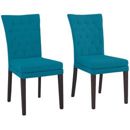 Home Affaire 4-Fu&szlig;stuhl &raquo;Colorado&laquo; (Set) 6 Stk.Beine aus Buche, wengefarben lackiert, Im 2er, 4er oder 6er-Set blau Polyester B/H/T: 46cm x 94,5cm x 