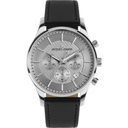 Jacques Lemans Herren Chronograph &raquo;London&laquo; Quarzuhr, Armbanduhr, Herrenuhr, analog, Tag, Stoppfunktion schwarz Einheitsgr&ouml;&szlig;e