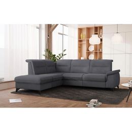 Sit & More sit&more Ecksofa &raquo;Astoria L-Form&laquo; wahlweise mit motorischer Relaxfunktion grau 100% Polyester B/H/T: 256cm x 91cm x 225cm, Flachgewebe, Ottomane links