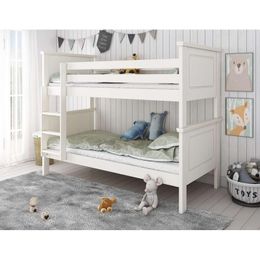 OTTO home Etagenbett &raquo;Erik, teilbar in 2 Einzelbetten, Kassettenoptik, Landhausstil&laquo; mit Lattenroste, Massivholz, Made in EU wei&szlig; Liegefl&auml;che B/L: 