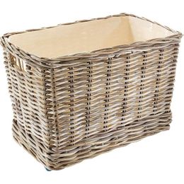 Locker Kaminholzkorb 72/44/49 cm grau Rattan Ma&szlig;e(B/T/H):(72/44/49)