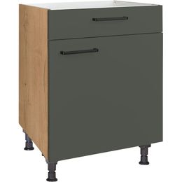 Nobilia Kochfeldumbauschrank &raquo;"Easytouch", mit Schukasten und T&uuml;r, Ausrichtung w&auml;hlbar&laquo; vormontiert, Breite 60 cm gr&uuml;n B/H/T: 60cm x 87cm x 58,3cm, 