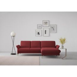 Sit & More sit&more Ecksofa &raquo;Fashion L-Form&laquo; wahlweise mit Kopfteilverstellung, Vorziehsitz, motorisch, Nickelf&uuml;&szlig;e rot B/H/T: 253cm x 84cm x 165cm, Luxus-