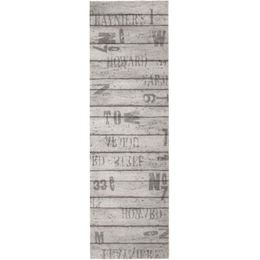 PRIMAflor-Ideen in Textil K&uuml;chenl&auml;ufer &raquo;WOOD&laquo; rechteckig 6,5 mm H&ouml;he Holz Motiv, Gr&ouml;&szlig;e 50x150 cm, rutschhemmend, waschbar, K&uuml;che braun Polyamid B : 