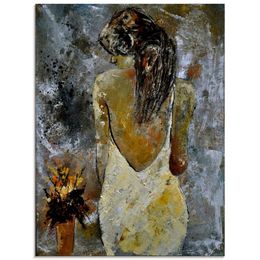 Artland Glasbild &raquo;Junge Frau&laquo; Frau 1 Stk. tlg. in verschiedenen Gr&ouml;&szlig;en grau B/H/T: 45cm x 60cm, Glasbild Frau Hochformat, 1 Stk.
