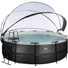 EXIT Framepool &raquo;inkl. multifunktionaler Poolabdeckung & W&auml;rmepumpe&laquo; &Oslash;xH: 427x122 cm, mit Sandfilteranlage und Sicherheitsleiter schwarz &Oslash;/B/H/L: 427cm