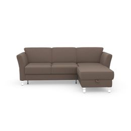 Sit & More sit&more Ecksofa &raquo;Visby L-Form&laquo; wahlweise mit Schlaffunktion und Bettkasten, frei im Raum stellbar grau B/H/T: 248cm x 87cm x 162cm, Luxus-Microfaser 