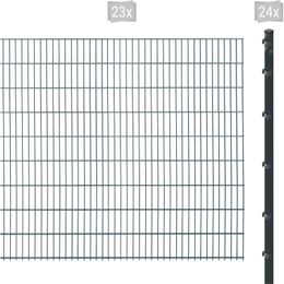 Arvotec Doppelstabmattenzaun &raquo;ESSENTIAL 183 zum Einbetonieren&laquo; Zaunh&ouml;he 183 cm, Zaunl&auml;nge 2 - 60 m grau Kunststoff, Stahl H/L: 183cm x 46m, Pfosten: 24 Stk.