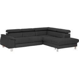 COTTA Ecksofa &raquo;Komaris L-Form, B: 249 cm&laquo; mit Kopfteilverstellung, optional Schlaffunktion, Bettkasten & Licht schwarz Microfaser PRIMABELLE (100% 