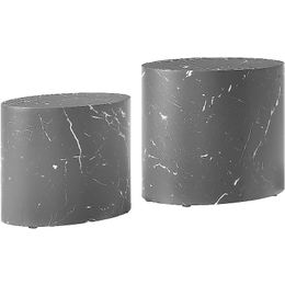 Salesfever Couchtisch &raquo;Almeria - Stilvoller Wohnzimmer- und Beistelltisch&laquo; Set, 2er Set, 2 Stk. tlg. Eleganter Chic mit marmoriertem Charme schwarz B/