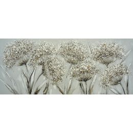 &Ouml;lgem&auml;lde &raquo;handarbeit PUSTEBLUMEN XXL 60x140 cm &ndash; Wandbild Kunst Deko&laquo; Blumen Blumenbilder Natur handgefertigt, jedes Bild ein Unikat beige Acrylfarbe
