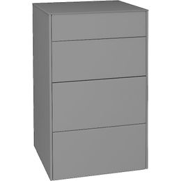 M&auml;usbacher Kommode &raquo;Imola&laquo; Kommode mit Glasfront und Glasoberplatte grau B/H/T: 52cm x 89cm x 42cm, F&uuml;&szlig;e aus Kunststoff,2 Packst&uuml;cke, 2 Stk.
