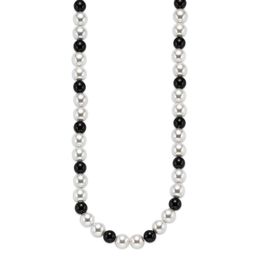 Bruno Banani Herren Edelstahlkette &raquo;Schmuck Geschenk&laquo; mit Achat und Muschelkernperle schwarz Edelstahl, L: 50