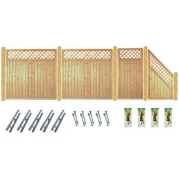 TETZNER & JENTZSCH Sichtschutzelement &raquo;COLUMBIA 1&laquo; kesseldruckimpr&auml;gniert beige Massivholz, Stahl H/L: 180cm x 5,85m, Pfosten: 5 Stk.