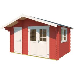 Lasita Maja Gartenhaus &raquo;Keila 28&laquo; Blockbohlenhaus 28mm 2-Raum, Fundamentmass 3800x2500, Schwedenrot rot Massivholz Fu&szlig;boden im Gartenhaus, ohne 