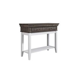 OTTO home Nachttisch &raquo;Vinales; Konsolentisch, Beistelltisch ideal f&uuml;r Boxspringbetten&laquo; Aus massiver Kiefer, mit Fr&auml;sungen grau B/H/T: 96cm x 76cm x 