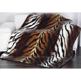 G&ouml;zze Wohndecke &raquo;K&ouml;nigstiger&laquo; Animalprint, Kuscheldecke braun Kunstfaser B/L: 150cm x 200cm