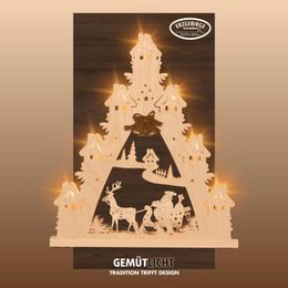 Weigla LED Schwibbogen &raquo;Weihnachtsmann auf Schlitten, Lichterspitze aus Holz, Made in Germany&laquo; 1 Stk. Erzgebirge garantiert, Weihnachtsdeko Innen, 