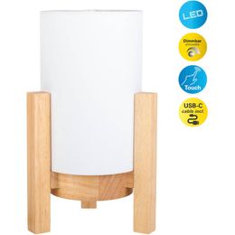 N&auml;ve n&auml;ve LED Tischleuchte &raquo;Madita&laquo; LED-Modul 1 Stk. Warmwei&szlig; Akkubetrieb, inkl. USB-C-Kabel, Holzgestell, Textilschirm, dimmbar beige 1, &Oslash; 12cm H: 25cm, 1