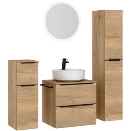 Nobilia Badm&ouml;bel-Set &raquo;Alvene&laquo; vormontiert, mit Soft-Close, 4 Stk. tlg. braun B/H/T: 140cmcm x 172,2cmcm x 48,5cmcm, Griffe schwarz