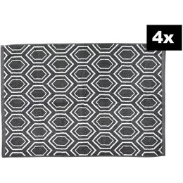 done. Badematte &raquo;DAILY SHAPES Ethno 4er-Set&laquo; H&ouml;he 5 mm fu&szlig;bodenheizungsgeeignet Badvorleger aus 100% Baumwolle, Jacquardgewebt grau Baumwolle 