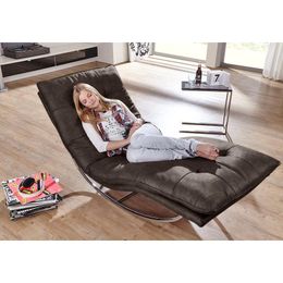 W.Schillig Relaxliege &raquo;daily dreams&laquo; in Waffelkissen-Optik, Schaukelgestell Chrom gl&auml;nzend, in 2 Breiten braun Stoff S37 (100% Polyester) B/H/T: 75cm 