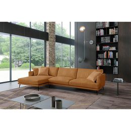 Egoitaliano Ecksofa &raquo;Sophia, Designsofa mit extrakomfortablem Sitzkomfort, Breite 274cm&laquo; mit Daunenfederung, L-Form braun Luxus-Micofaser Lederoptik (100% 