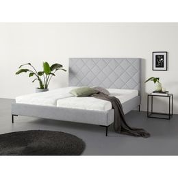 Home Affaire Polsterbett &raquo;Charlott&laquo; Modernes Polsterbett mit oder ohne Lattenrost grau L&auml;nge B: 215cm x 194cm, Chenille Lattenrost, H&ouml;he Bett: 124cm