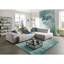 Die PlanBar Ecksofa &raquo;MP-IN15053 L-Form breiter Schenkel&laquo; wahlweise mit Kopfteilverstellung und manueller Vorziehbank grau 100% Polyester B/H/T: 323cm 