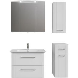 Badm&ouml;bel-Set &raquo;Serie 3006 4-teilig Keramik-Waschtisch mit Spiegelschrank&laquo; 5 Stk. tlg. wei&szlig; Holzwerkstoff B/H/T: 80cmcm x 57,4cmcm x 46,8cmcm