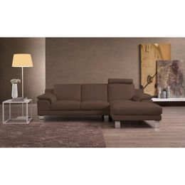 Egoitaliano Ecksofa &raquo;Shakira, Design & Sitzkomfort auf hohem Niveau, Breite 236cm, L-Form&laquo; mit Recamiere, L-Form, edle F&uuml;&szlig;e braun Leder &raquo;BULL&laquo; (echtes Rindsleder)
