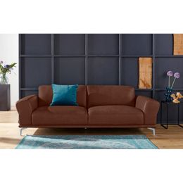 W.Schillig 2,5-Sitzer &raquo;montanaa&laquo; mit Metallf&uuml;&szlig;en in Silber matt, Breite 232 cm braun B/H/T: 232cm x 78cm x 94cm, Longlife Xtra-Leder Z69