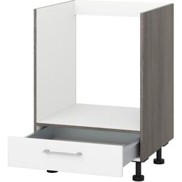 KOCHSTATION Herdumbauschrank &raquo;KS-Trea UHBLS60&laquo; mit Schubkasten, Breite 60 cm, H&ouml;he 75 cm wei&szlig; eichefarben grau, B/H/T: 60cm x 75cm x 56cm
