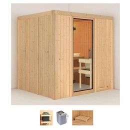 Karibu Sauna &raquo;Solida&laquo; Set, Ofen 9 kW integr. Strg beige Saunaofen, integrierte Steuerung, 9 kW
