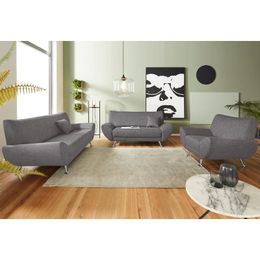 Home Affaire Polstergarnitur &raquo;Saltare elegant & komfortabel,, 3-2-1, bequem, Designfu&szlig;&laquo; 3 Stk. tlg. grau B/H/T: 78cm x 82cm, Struktur