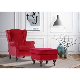 GUTMANN FACTORY Ohrensessel bunt 100% Polyester Flachgewebe, B/H/T: 83cm x 102cm x 87cm